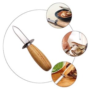 HEMOTON Seafood Tools 2pcs Stainless Steel Oyster Knife Stainless Steel Cutter Seafood Opener Open Shell Tool Stainless Steel Knives Utility Knife Stainless Steel, Wood Oyster Cutter