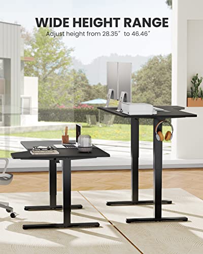 ErGear L Shaped Height Adjustable Electric Standing Desk 55" Corner Dual Monitor Wall Mount for 17 to 32 Inch