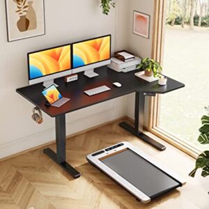 ErGear L Shaped Height Adjustable Electric Standing Desk 55" Corner Dual Monitor Wall Mount for 17 to 32 Inch