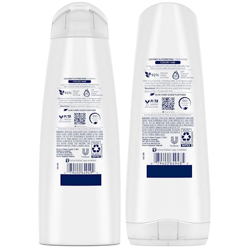 Dove Shampoo and Conditioner Set - Nourishing Secrets Coconut Shampoo and Conditioner, Hydrating Shampoo for Dry Hair, Frizz Control, 12 Oz (2 Piece Set)