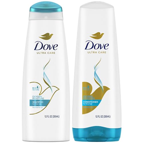 Dove Shampoo and Conditioner Set - Oxygen Moisture Hydrating Shampoo and Conditioner Sulfate-Free, Volumizing Hair Products for Fine Hair, 12 Oz (2 Piece Set)