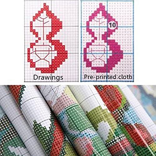 CaptainCrafts Cross Stitch Kits Full Range Stamped and Counted Fabric DIY Art Needlecrafts Embroidery Kit for Adults Beginner (Stamped 14CT, Tree House Autumn)