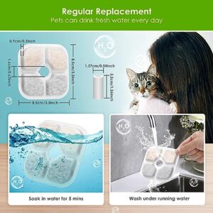 Cat Water Fountain Filter, 3-Pack Pet Fountain Filter Replacement Compatible with PIXI Cat Drinking Fountain, Replacement Triple Action Water Filter Activated Carbon Filter, 1 Hose