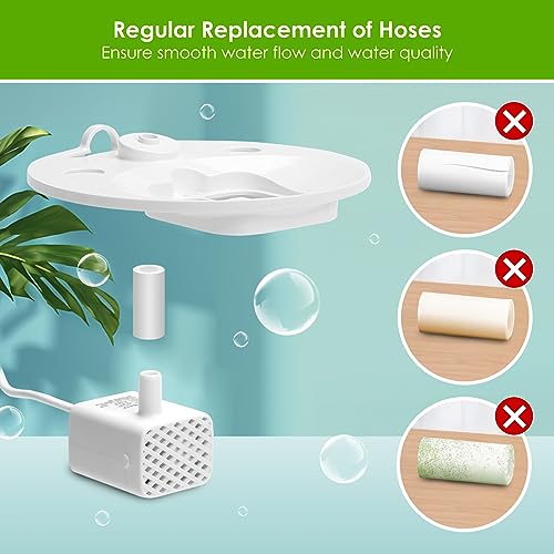 Cat Water Fountain Filter, 3-Pack Pet Fountain Filter Replacement Compatible with PIXI Cat Drinking Fountain, Replacement Triple Action Water Filter Activated Carbon Filter, 1 Hose