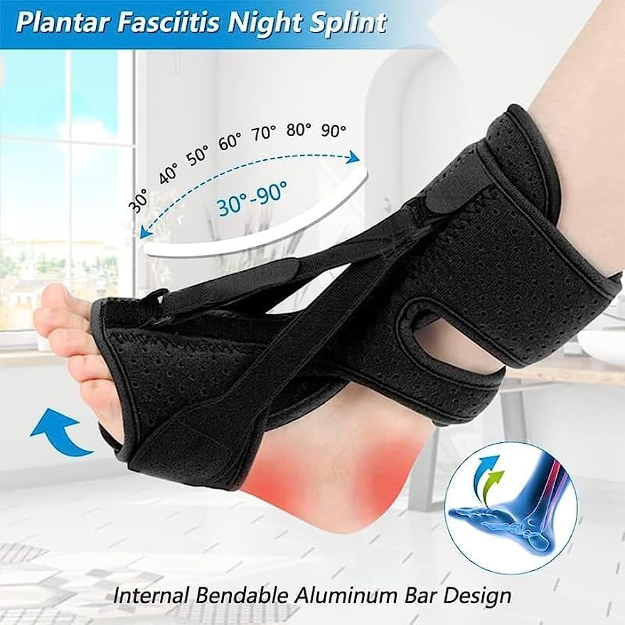 ZAGH 1Pcs Plantar Fasciitis Night Splint with Soft Memory Foam Pad Achilles Tendonitis Relief Foot Drop Heel Arch Pain Support Unisex