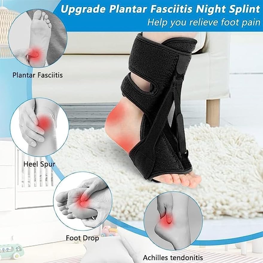 ZAGH 1Pcs Plantar Fasciitis Night Splint with Soft Memory Foam Pad Achilles Tendonitis Relief Foot Drop Heel Arch Pain Support Unisex