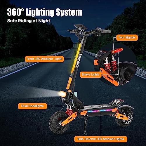 Electric Scooter for Adults 2800W/60V Brushless Motor Up to 33MPH,60V 15Ah Battery 35 Miles Range 11" Off-Road Tires Disc Brake Dual Suspension Sports Electric Scooter for Daily Commuting with Seat