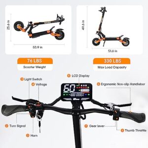 Electric Scooter for Adults 2800W/60V Brushless Motor Up to 33MPH,60V 15Ah Battery 35 Miles Range 11" Off-Road Tires Disc Brake Dual Suspension Sports Electric Scooter for Daily Commuting with Seat