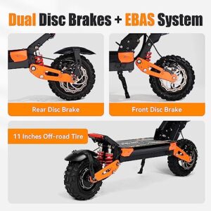 Electric Scooter for Adults 2800W/60V Brushless Motor Up to 33MPH,60V 15Ah Battery 35 Miles Range 11" Off-Road Tires Disc Brake Dual Suspension Sports Electric Scooter for Daily Commuting with Seat