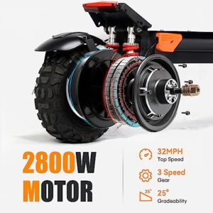 Electric Scooter for Adults 2800W/60V Brushless Motor Up to 33MPH,60V 15Ah Battery 35 Miles Range 11" Off-Road Tires Disc Brake Dual Suspension Sports Electric Scooter for Daily Commuting with Seat