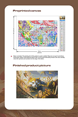 Bunny and Flowers Stamped Cross Stitch Kits Adults Beginners Pre-Printed Pattern 11CT DIY Embroidery Easy Needlepoint Kits Personalized Gifts for Home Decor 16x20inch