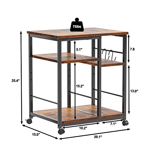 Furologee 66" L Shaped Computer Desk and Printer Stand, Corner Gaming Desk with File Drawer, Shelves and Dual Monitor Stand, Mobile 3 Tier Printer Table with Wheels and 2 Hooks, for Home Office