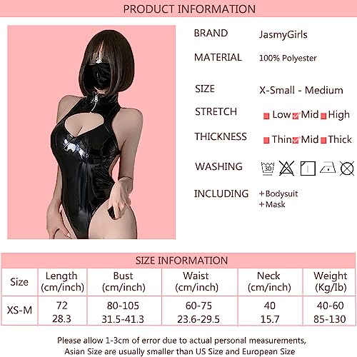 JasmyGirls Sexy Bunny Costume Halloween Cosplay Bodysuit Anime Cat Lingerie Goth Maid Outfit Luna Role Play Latex Leather Bodycon