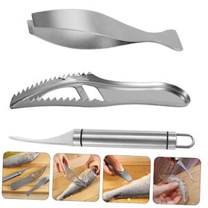 BESTonZON 1 Set fish skin grater Salmon fish trap cleaning brush seafood fish descaling tool Shrimp Cleaner Fish Scrapers fish skin Kitchenware scales fish scaler Stainless steel