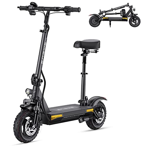 ENGWE Electric Scooter for Adults, 500W Motor (Max 700W) 48V 15.6AH Battery Up to 28 MPH & 37 Miles Long Range, 10" Vacuum Tires Folding Electric Kick Scooter with Seat (Black)