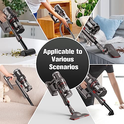 MOYSOUL Cordless Vacuum Cleaner - 9 in 1 Stick Vacuum with 30000pa Powerful Suction & 600W Brushless Motor for Pet Hair Carpet and Floor.