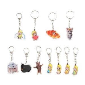 cute banana meme keychain students funny happy love bread black chain small jewelry lanyard phone pendant cats