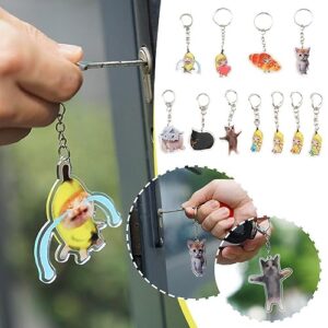 Cute Banana Meme Keychain Students Funny Happy Love Bread Black Chain Small Jewelry Lanyard Phone Pendant Cats