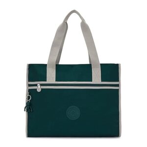 kipling east west tote, deep emerald m4