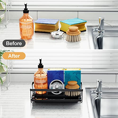 iSPECLE Dish Drying Rack and Sink Caddy Sponge Holder, 2 Tier Small Dish Racks for Kitchen Counter with Glass Holder and Kitchen Sink Organizer for Brush & Soap, Bundle Sales, 2 Packs