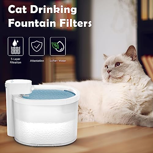 12 Pack Cat Water Fountain Filter & 12 Pack Replacement Fliter Sponges Fit for Uahpet Water Fountain 67oz/2L Automatic Pet Fountain,Pack of 24