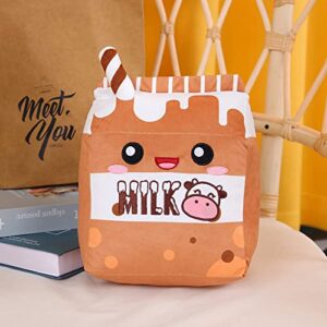 Ditucu Cute Chocolate Milk Plush Pillow Stuffed Animal Toys Kawaii Plushie Cartoon Soft Doll Home Hugging Gifts for Kids Brown 9.8 inch