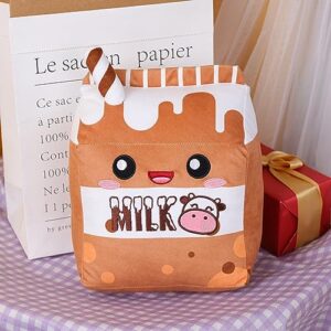 Ditucu Cute Chocolate Milk Plush Pillow Stuffed Animal Toys Kawaii Plushie Cartoon Soft Doll Home Hugging Gifts for Kids Brown 9.8 inch