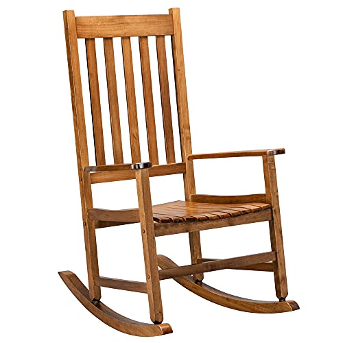 Rocking Chair Outdoor, High Back Rocker Chair with 350Lbs Support, Comfortable Porch Chair for Adults, All-Weather Resistant