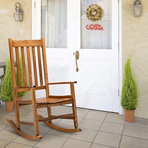 Rocking Chair Outdoor, High Back Rocker Chair with 350Lbs Support, Comfortable Porch Chair for Adults, All-Weather Resistant