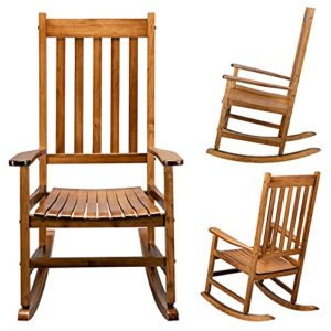 Rocking Chair Outdoor, High Back Rocker Chair with 350Lbs Support, Comfortable Porch Chair for Adults, All-Weather Resistant