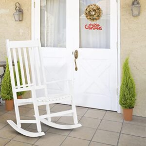 Outdoor & Indoor Rocking Chair Set of 2, All-Weather Porch Rocker with 400 lbs Weight Capacity, Front Porch Rocking Chairs, for Backyard, Lawn, Fire Pit, Patio and Garden, White