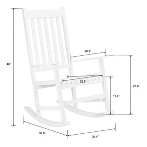 Outdoor & Indoor Rocking Chair Set of 2, All-Weather Porch Rocker with 400 lbs Weight Capacity, Front Porch Rocking Chairs, for Backyard, Lawn, Fire Pit, Patio and Garden, White