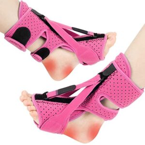 azojoy plantar fasciitis night splint: 2 packs upgrade 3 adjustable straps plantar fasciitis relief night splint for women & men, relief brace achilles tendonitis and foot drop heel arch pain support(pink-2pc)