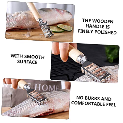 BESTonZON 4 Pcs Japanese Fish Scale Planer Fish Scraper Fish Skin Cleaner Fish Scaler Brush Hand Squeegee Cleaning Tool Vegetable Cleaner Kitchen Tool Seafood Scale Remover Scale Scraper Set