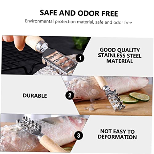 BESTonZON 4 Pcs Japanese Fish Scale Planer Fish Scraper Fish Skin Cleaner Fish Scaler Brush Hand Squeegee Cleaning Tool Vegetable Cleaner Kitchen Tool Seafood Scale Remover Scale Scraper Set