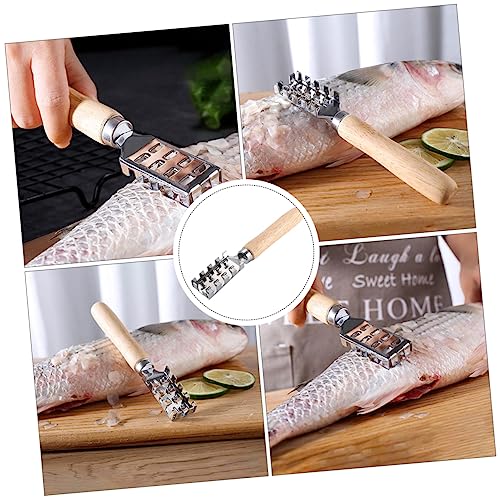 BESTonZON 4 Pcs Japanese Fish Scale Planer Fish Scraper Fish Skin Cleaner Fish Scaler Brush Hand Squeegee Cleaning Tool Vegetable Cleaner Kitchen Tool Seafood Scale Remover Scale Scraper Set