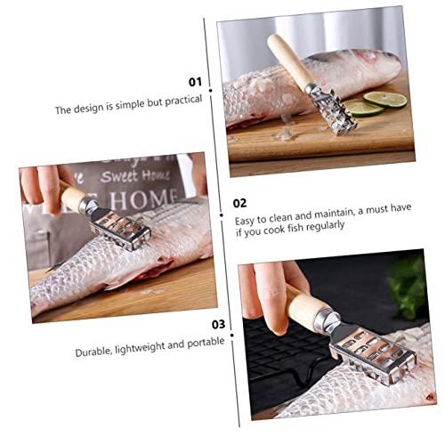 BESTonZON 4 Pcs Japanese Fish Scale Planer Fish Scraper Fish Skin Cleaner Fish Scaler Brush Hand Squeegee Cleaning Tool Vegetable Cleaner Kitchen Tool Seafood Scale Remover Scale Scraper Set