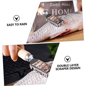 BESTonZON 4 Pcs Japanese Fish Scale Planer Fish Scraper Fish Skin Cleaner Fish Scaler Brush Hand Squeegee Cleaning Tool Vegetable Cleaner Kitchen Tool Seafood Scale Remover Scale Scraper Set