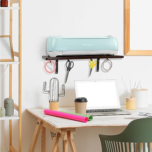 Ackitry Wall Shelf Compatible with Cricut Machines, Cutting Machine Floating Shelf Stand Legs, Accessories Storage Organizer for Cricut Maker 3/Maker/Explore 3/Air 2/Air/One/Joy for Craft Room, Home