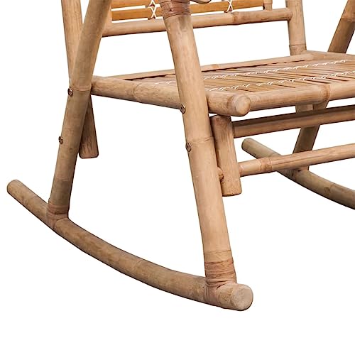 Outdoor Porch Rocker Chair for Adult, All Weather- Resistant Patio Rocking Chair for Garden Lawn Rocking Chair Bamboo