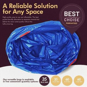 PAMI Recycling Tall 13-Gallon Kitchen Drawstring Trash Bags- Extra-Strong Plastic Garbage Bags [Blue 35 Pack]- Thick Trash Can Liners For Kitchen & Outdoor Bins- 2ft x2ft Unscented Trash Bags