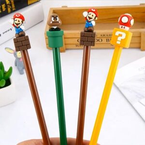 6 Pcs Mushroom Pens Stationery Set, Plumber Cool Back to School Supplies Writting Pens for Kids Students Gifts Girls Boys Birthday Gift, 0.5 mm