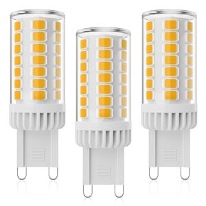 snbihibe g9 led chandelier bulbs, dimmable 4watt 450lm light bulb 40w halogen equivalent, t4 g9 base 3000k warm white, 110v-120v, no flicker, for bathroom, vanity, ceiling lamp, home lighting,3 pcs