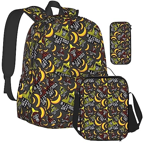 Oiwizxi 3D Printing Backpack Cute Cartoon Daily Leisure Bag Large Capacity Computer Bag and lunchbox 3 Piece Set