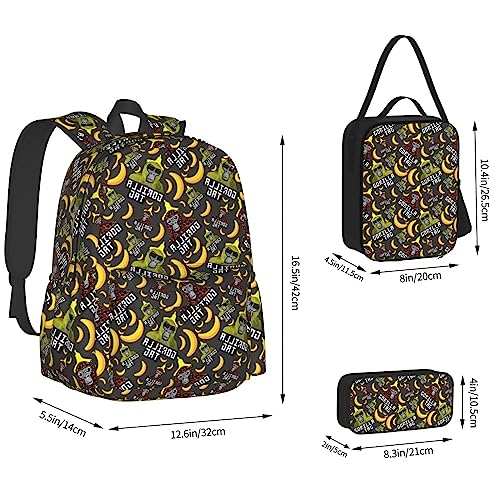 Oiwizxi 3D Printing Backpack Cute Cartoon Daily Leisure Bag Large Capacity Computer Bag and lunchbox 3 Piece Set