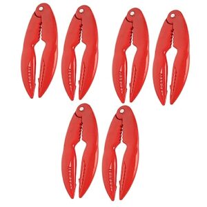 bestonzon 6 pcs crab clamp lobster clip metal spoon stainless steel serving spoons debarking tool crab tools metal nuts opener plier stainless steel crab tool aluminum alloy red crab claws