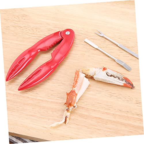 BESTonZON 6 Pcs Crab Clamp Lobster Clip Metal Spoon Stainless Steel Serving Spoons Debarking Tool Crab Tools Metal Nuts Opener Plier Stainless Steel Crab Tool Aluminum Alloy Red Crab Claws