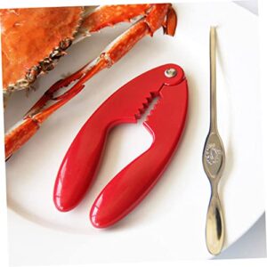 BESTonZON 6 Pcs Crab Clamp Lobster Clip Metal Spoon Stainless Steel Serving Spoons Debarking Tool Crab Tools Metal Nuts Opener Plier Stainless Steel Crab Tool Aluminum Alloy Red Crab Claws