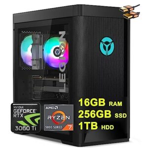 lenovo legion tower 5 gaming desktop amd octa-core ryzen 7 5700g processor (beats i7-10700) 16gb ram 256gb ssd + 1tb hdd geforce rtx 3060ti 8gb graphic usb-c displayport rgb win11 black + hdmi cable