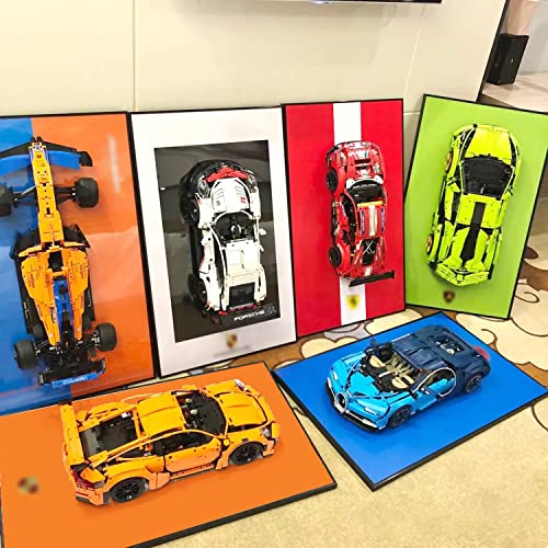 iLuane Display Wallboard for Lego Porsche 911 RSR 42096 Bundle with Lego 42083 Bugatti Chiron, Collectibles Display Wallboard for Building Blocks (Only Display Wallboard)